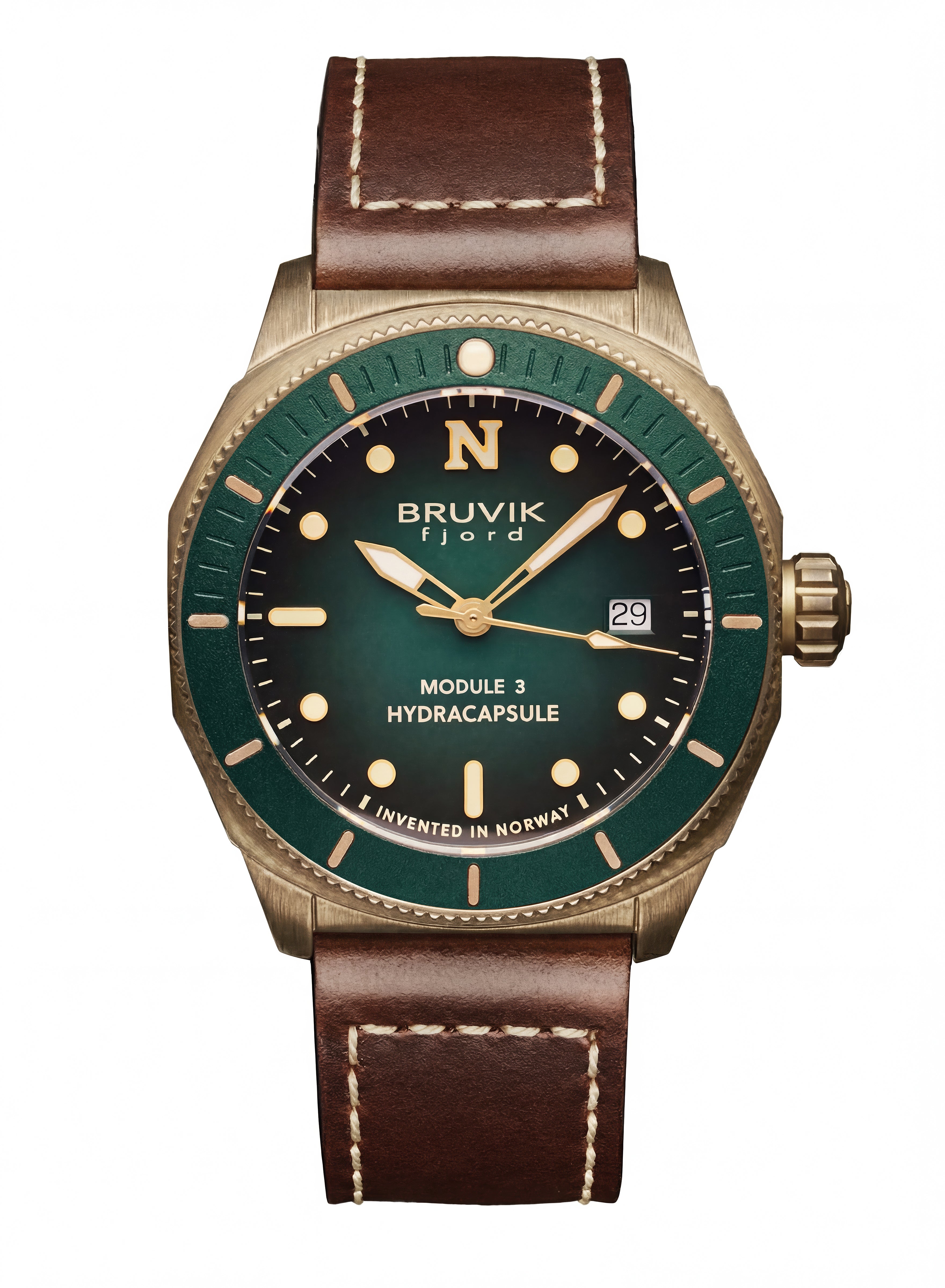 Bruvik Fjord Hydracapsule® Bronze Green – Kleiveland ur & gull